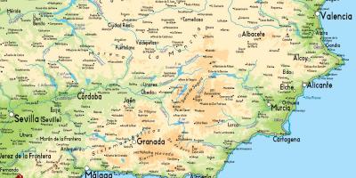 Južna Španija map - Zemljevid Španije proti jugu (Južne Evrope - Evrope)