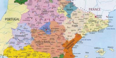 Zemljevid Španije in okolici - Zemljevid po Španiji (Južni Evropi - Evropa)